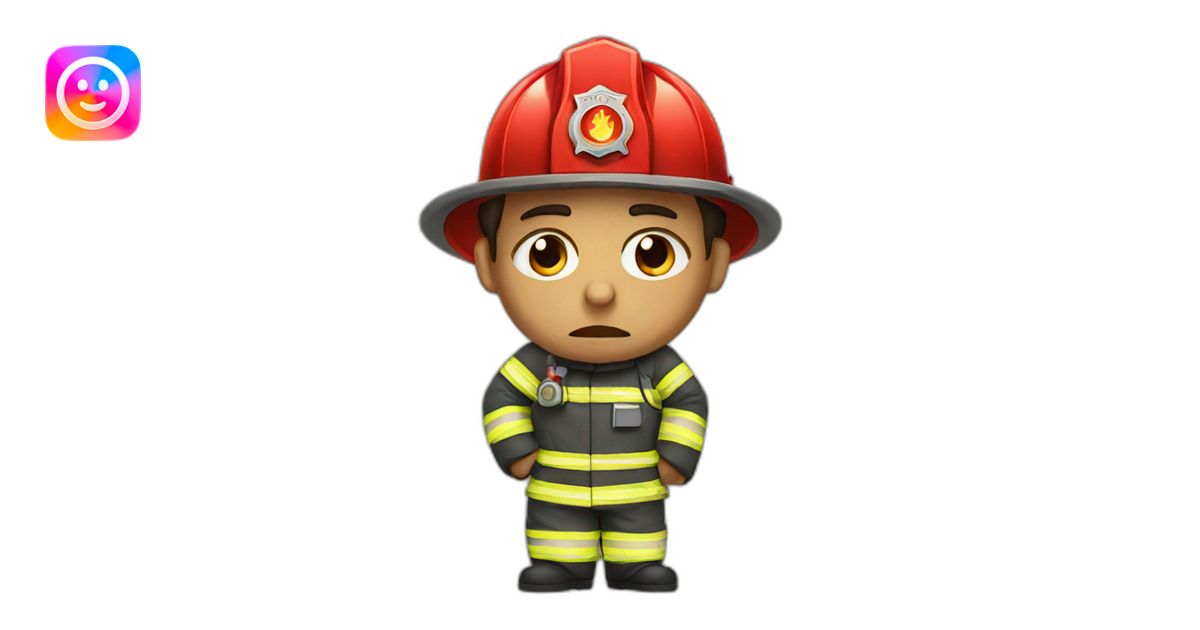 Sad firefighter emoji | AI Emoji Generator