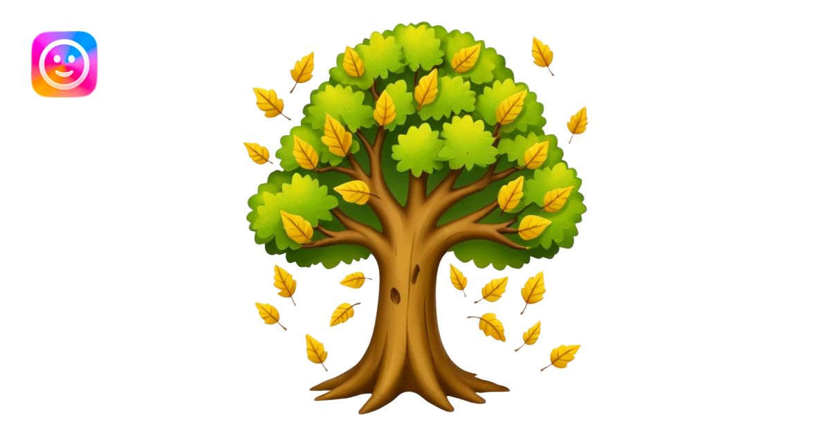Tree with falling leaves, green leaves falling emoji | AI Emoji Generator