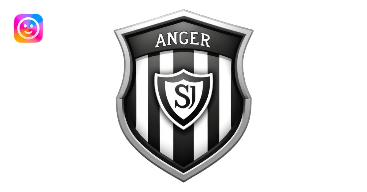 Football club SV Angers logo, black and white striped shield with 1919 ...