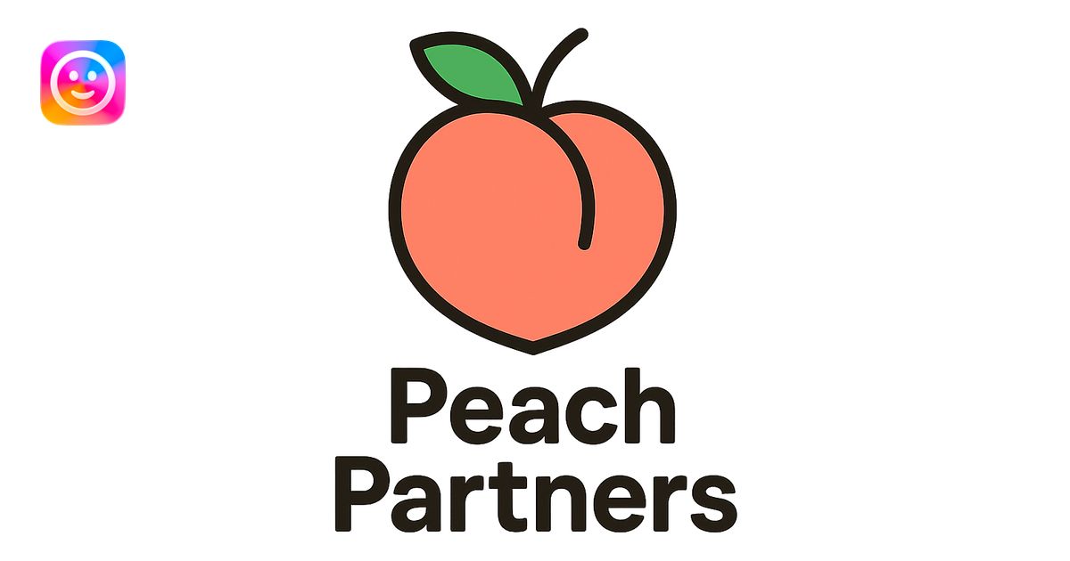 minimalist icon of a simple peach outline with clean text 'Peach ...