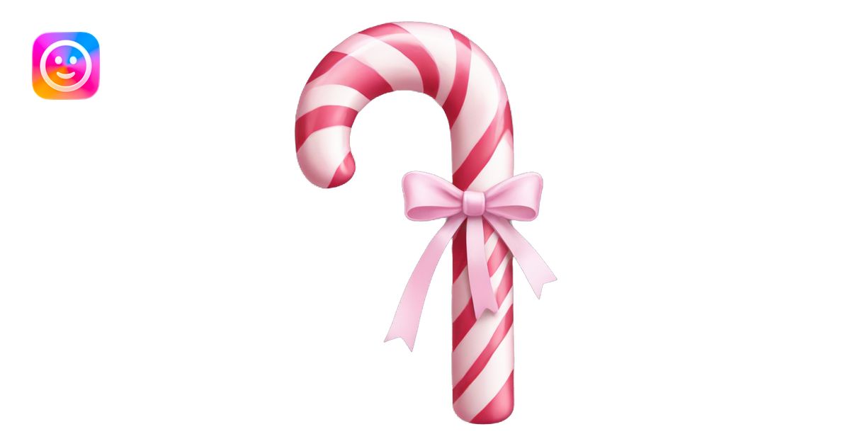 Pinky candy cane with bow emoji | AI Emoji Generator