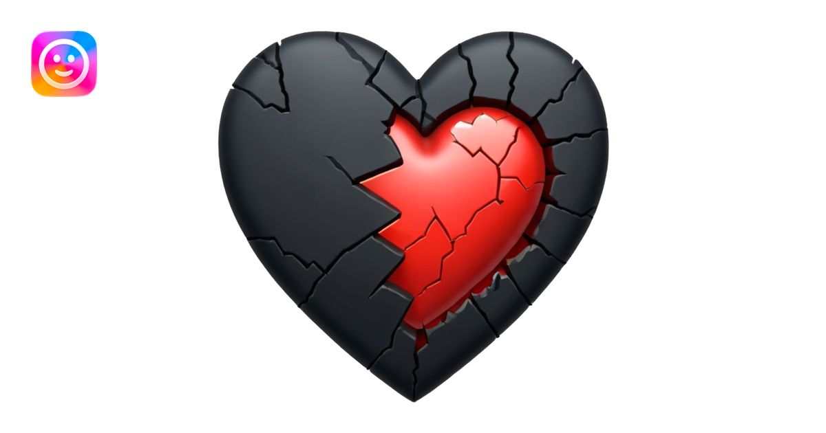 Corazón roto color negro emoji | AI Emoji Generator