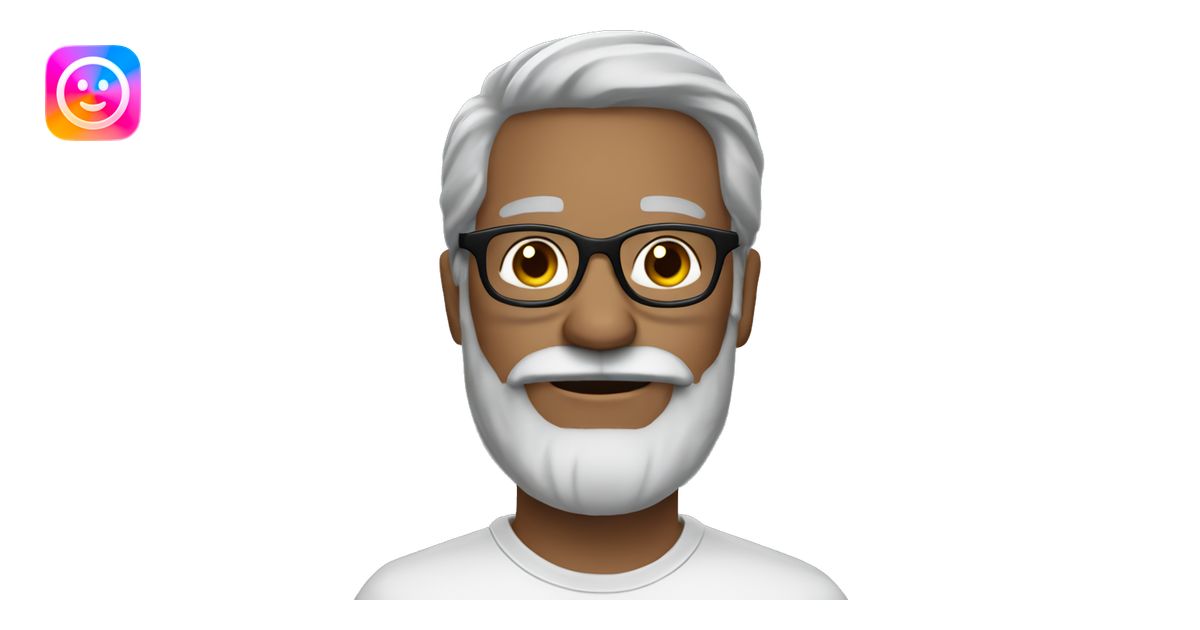man 50 grey beard dark hair glasses emoji | AI Emoji Generator