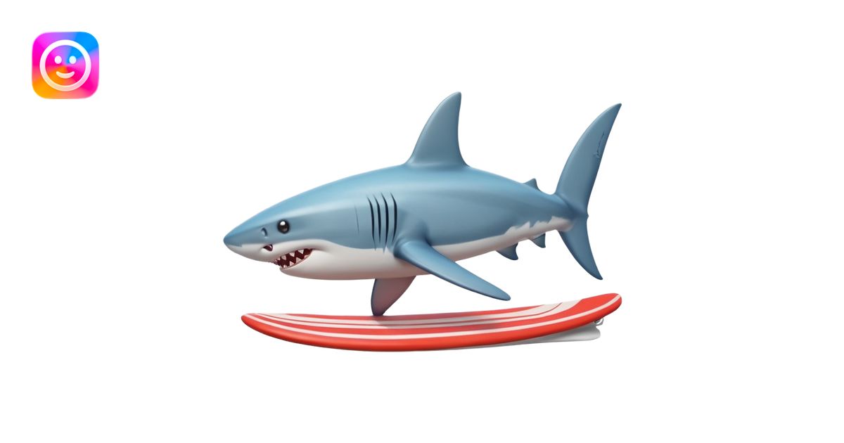 Un tiburón con patas y tenis en sus aletas surfeando emoji | AI Emoji ...