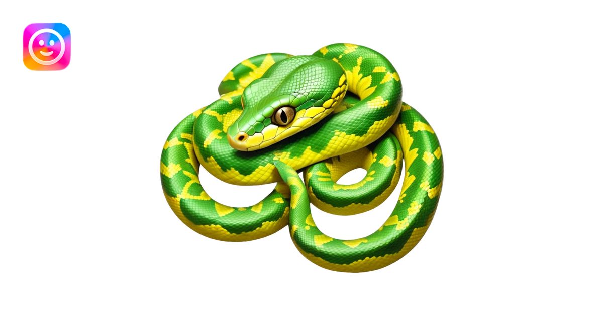 cinematic-green tree python-realistic-full-body-coiled-emoji,-thick ...