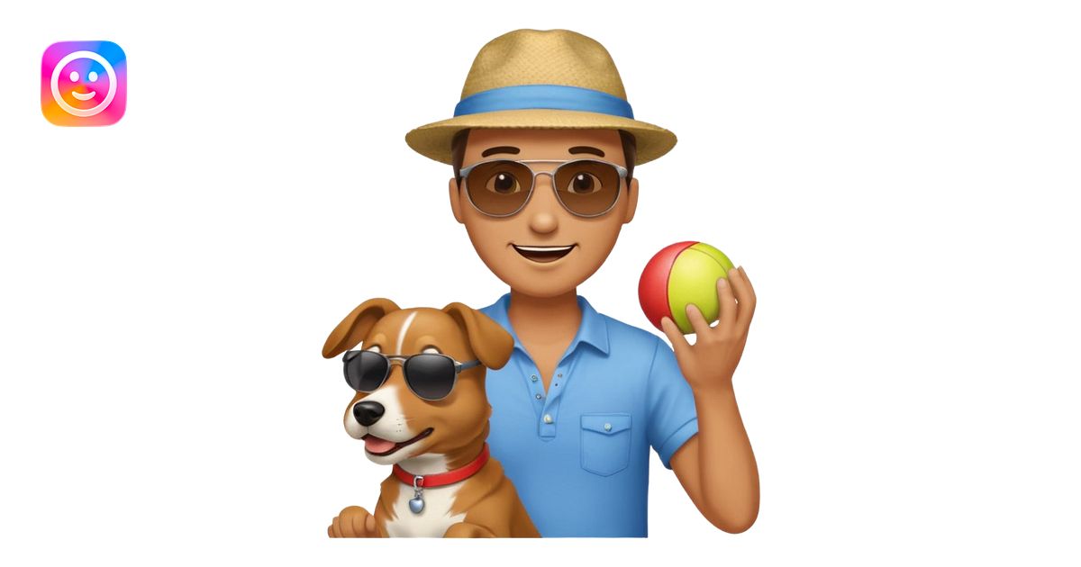 Men is playing with his dog emoji | AI Emoji Generator