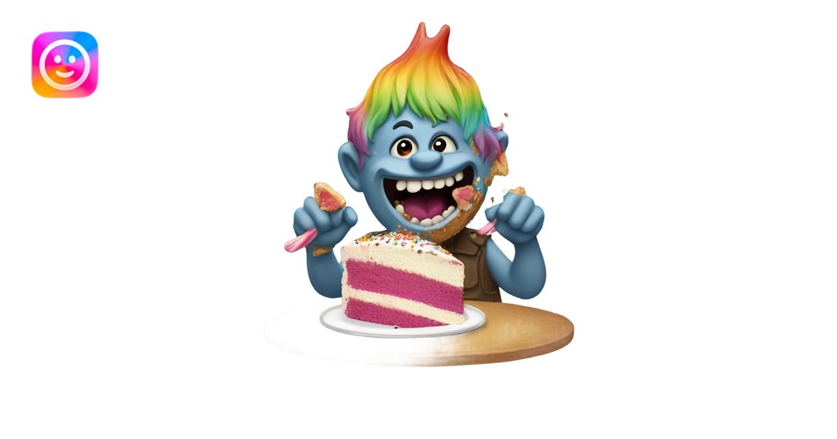 troll eating cake emoji | AI Emoji Generator