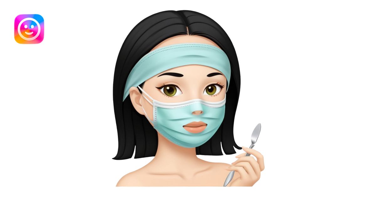 white girl with black hair doing self care, face mask, relaxing emoji ...