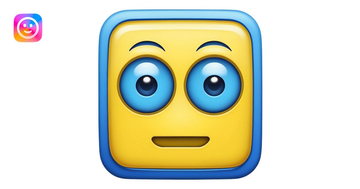 geometery dash square yellow body blue face square mouth and eyes emoji ...