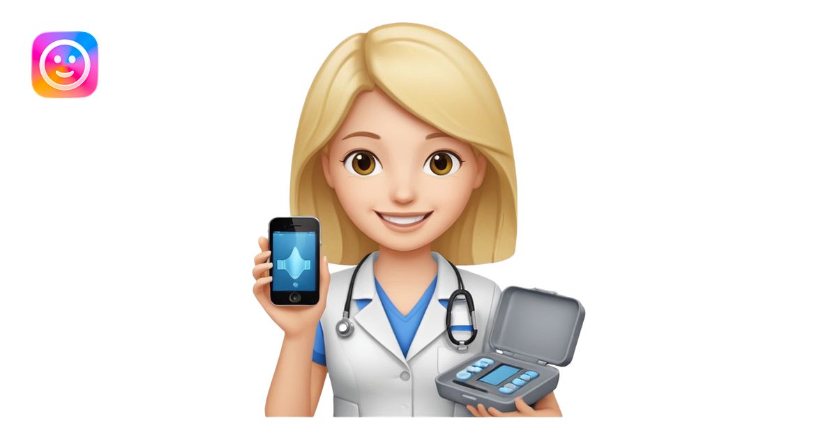Girl holding ultrasound transducer emoji | AI Emoji Generator