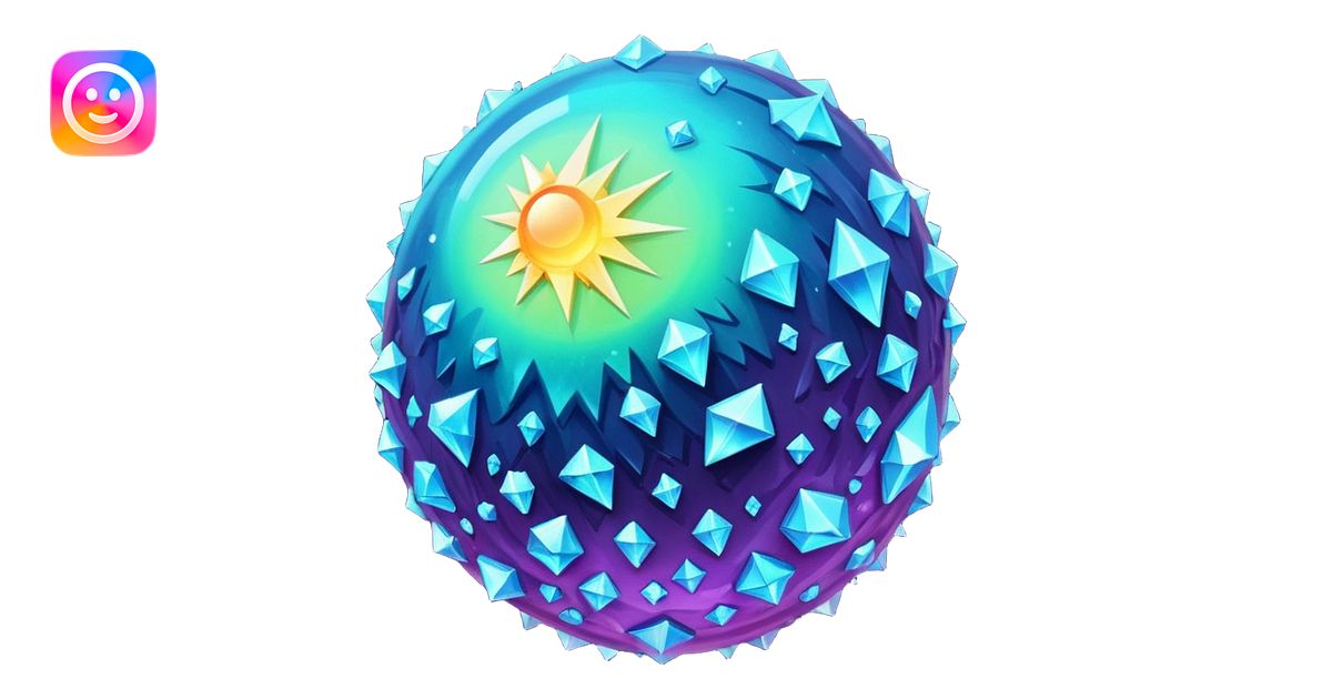 planet, surface covered in glowing crystals emoji | AI Emoji Generator