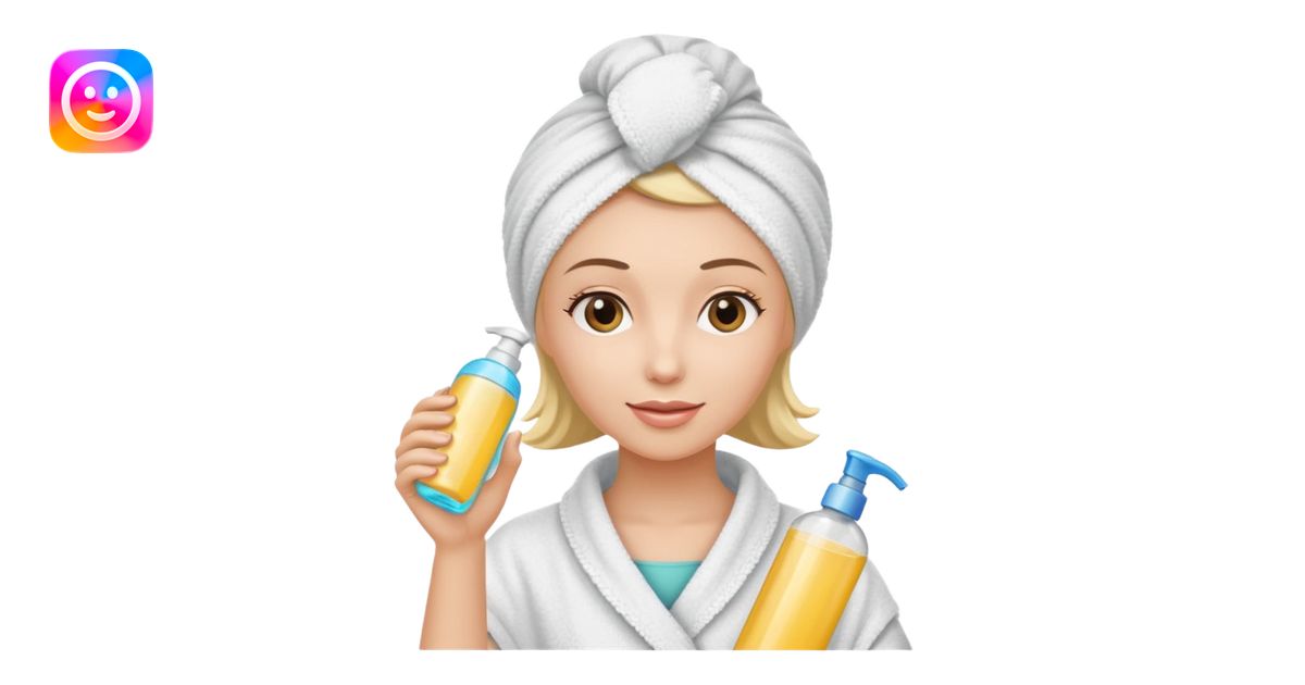 woman with a towel on her head and shampoo in her hand emoji | AI Emoji ...