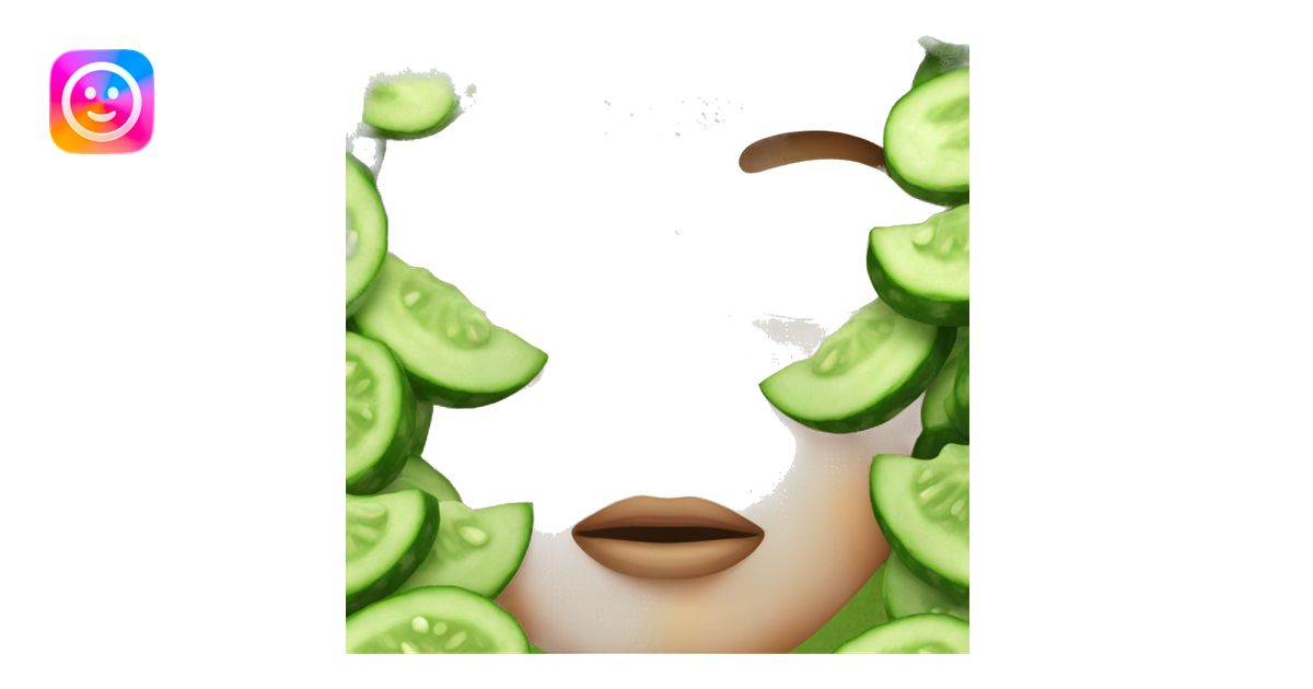 Crying emoji with cucumbers on eyes emoji | AI Emoji Generator