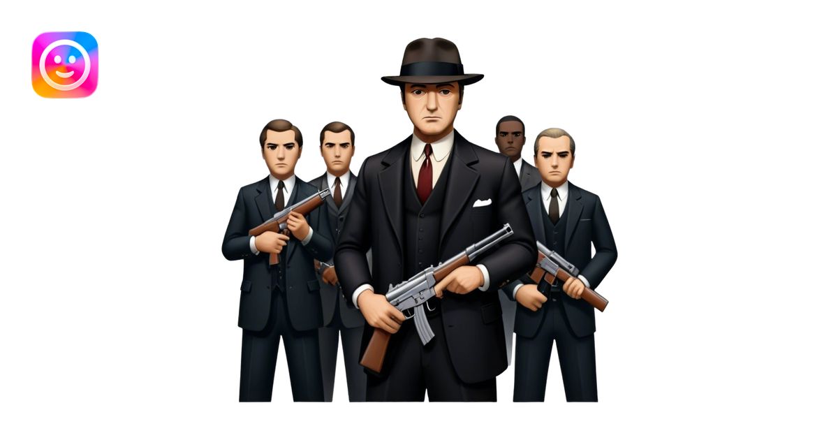 Vintage noir poster with Don Corleone surrounded by gangsters holding ...