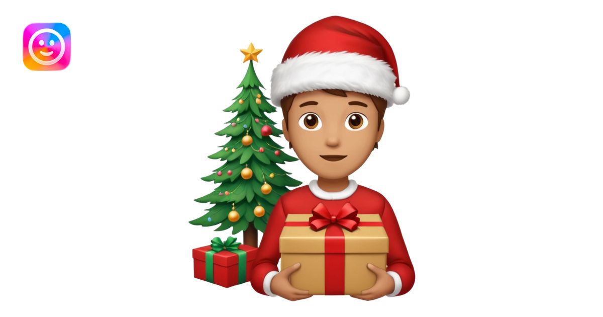 create a realistic emoji of a logistic woker under a christmas tree ...