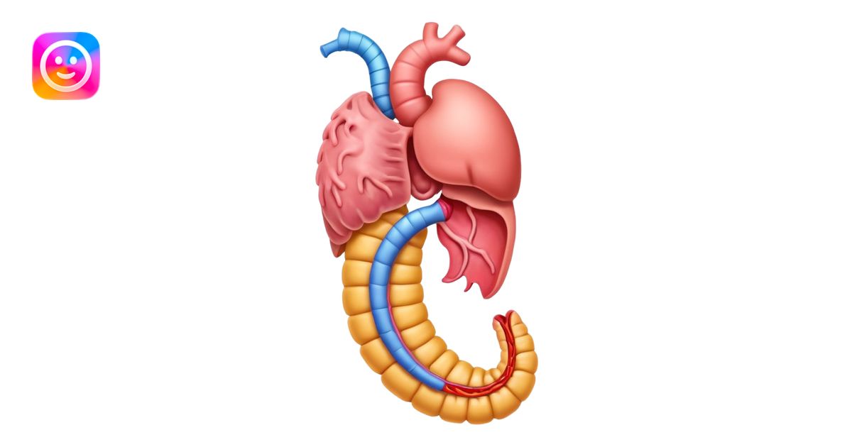 A detailed emoji of the human digestive system, showing the mouth ...