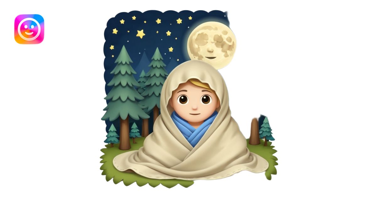 moon tucked into blanket by tiny forest alchemist emoji | AI Emoji ...
