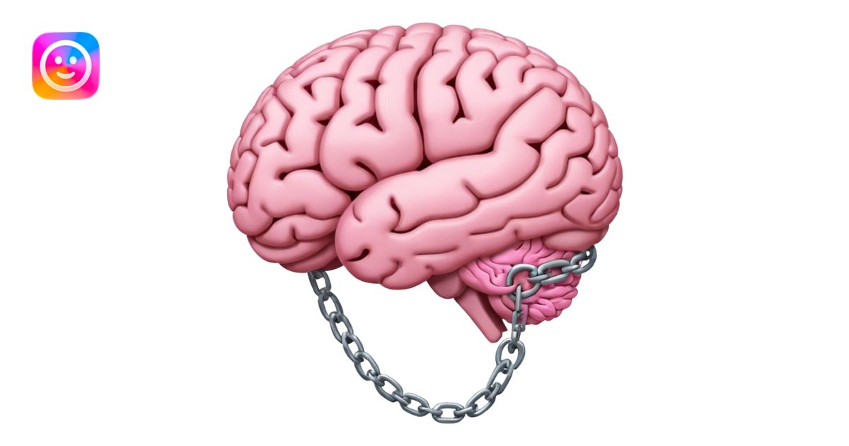 pink brain, chained up, side view emoji | AI Emoji Generator