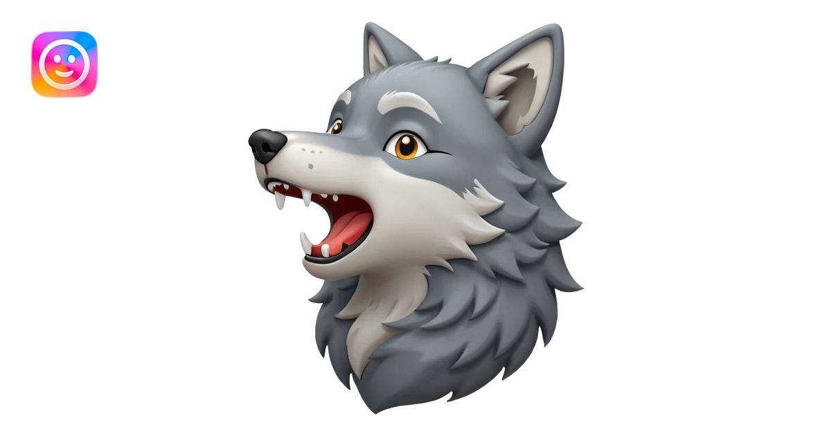 emoji of a wolf howling, head tilted upward with open mouth, small ...