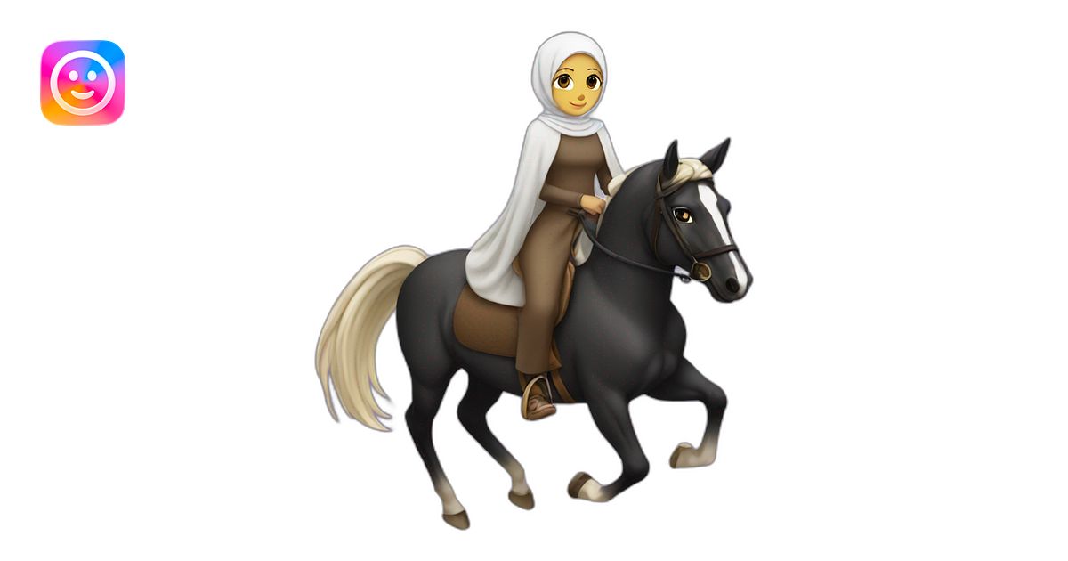 Hijabi riding a horse emoji | AI Emoji Generator
