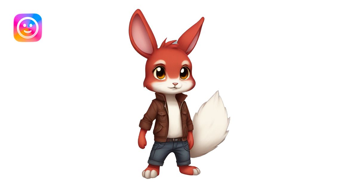Anthro Sona Cool Edgy Fakemon Full Body Red Rabbit Squirrel Chibi Cute ...