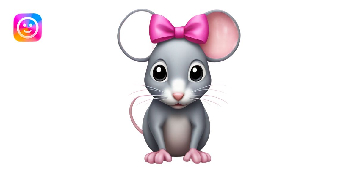 Mouse with a pink bow emoji | AI Emoji Generator