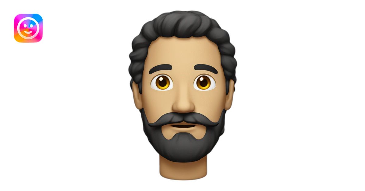 Man with black very long hair mustache tan emoji | AI Emoji Generator