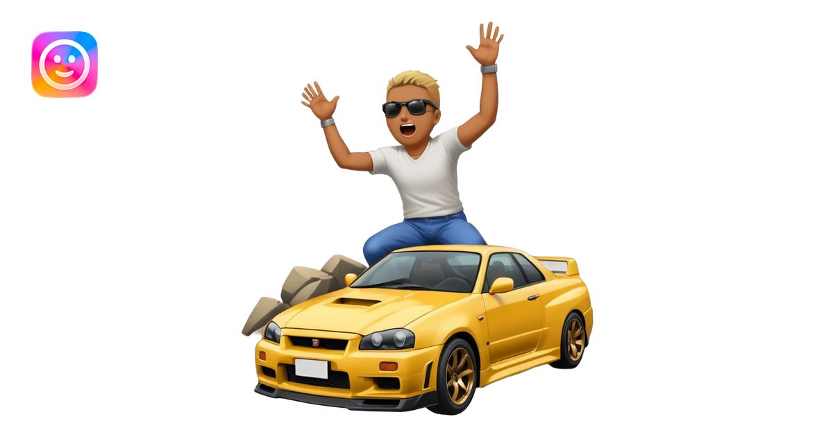 Nissan Skyline R34 Gtr Fall in CLIFF Man screaming emoji | AI Emoji ...