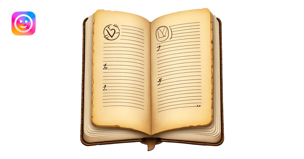 a open diary that looks kinda old emoji | AI Emoji Generator