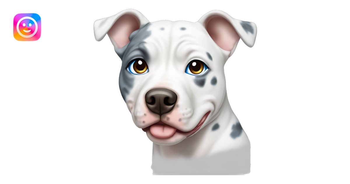 White Merle pitbull with blue eyes emoji | AI Emoji Generator