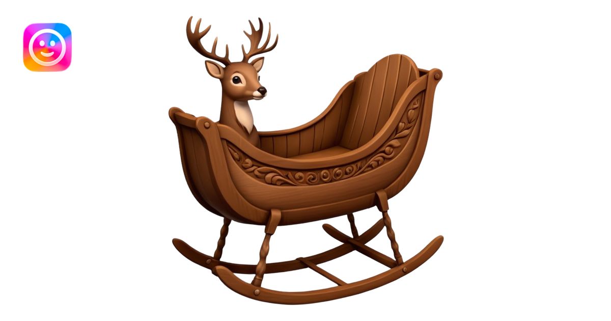 noel wood cradle with deer emoji | AI Emoji Generator