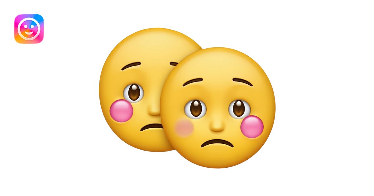 two emojis not happy stuck together no pink cheeks emoji | AI Emoji ...