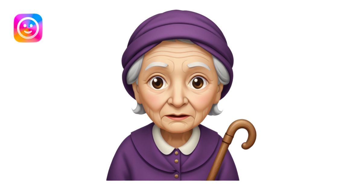 Grandma walking using a cane with a hunchback emoji | AI Emoji Generator