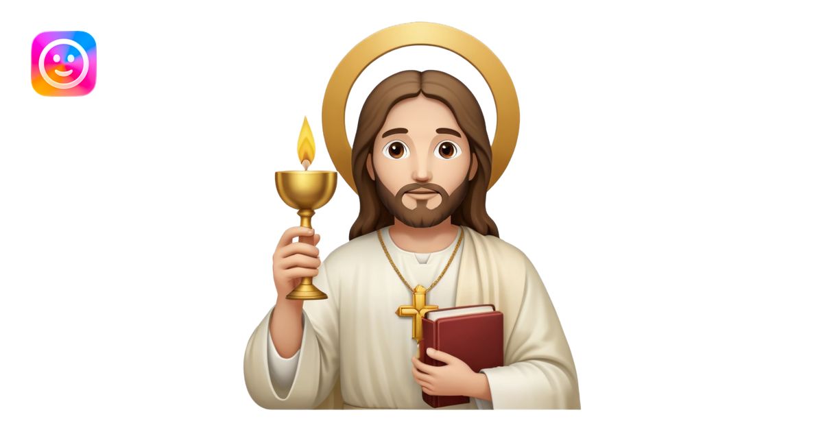 Jesus holding the Eucharist, celebrating Catholic Mass emoji | AI Emoji ...