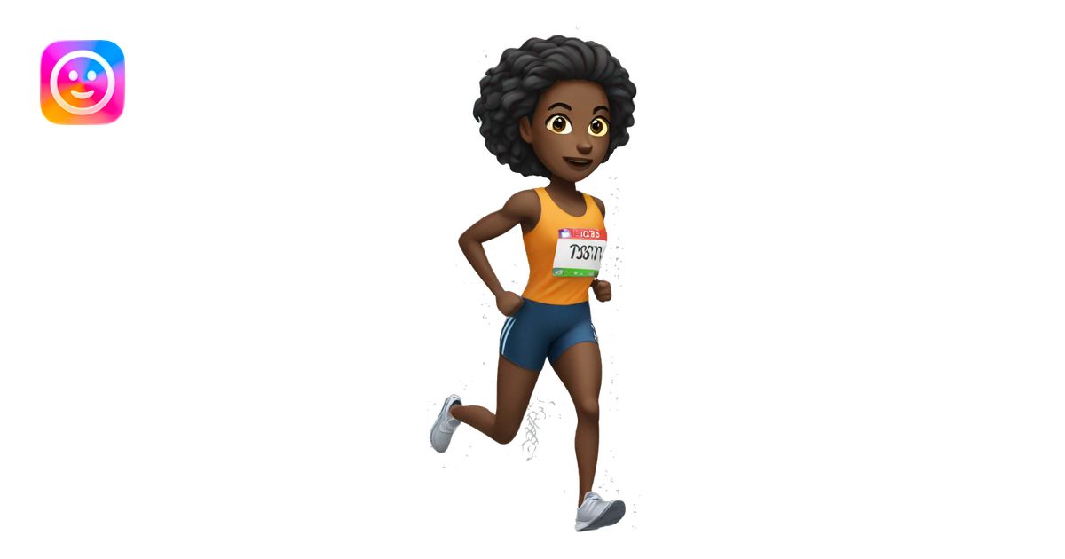 black female track runner with hair down emoji | AI Emoji Generator