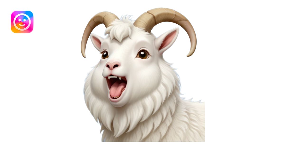 cinematic-cute-yawning-white-goat-portrait-emoji,-head-tilted-slightly ...