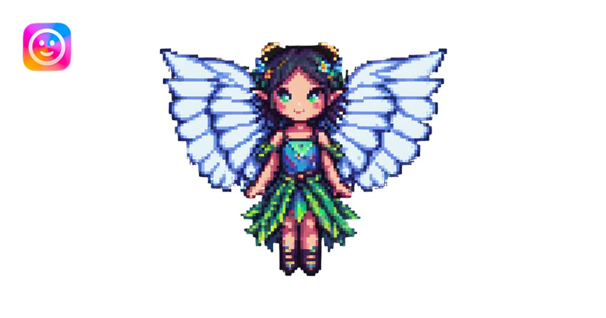 cute and magical fairy with wings in pixel art style illustration | AI ...