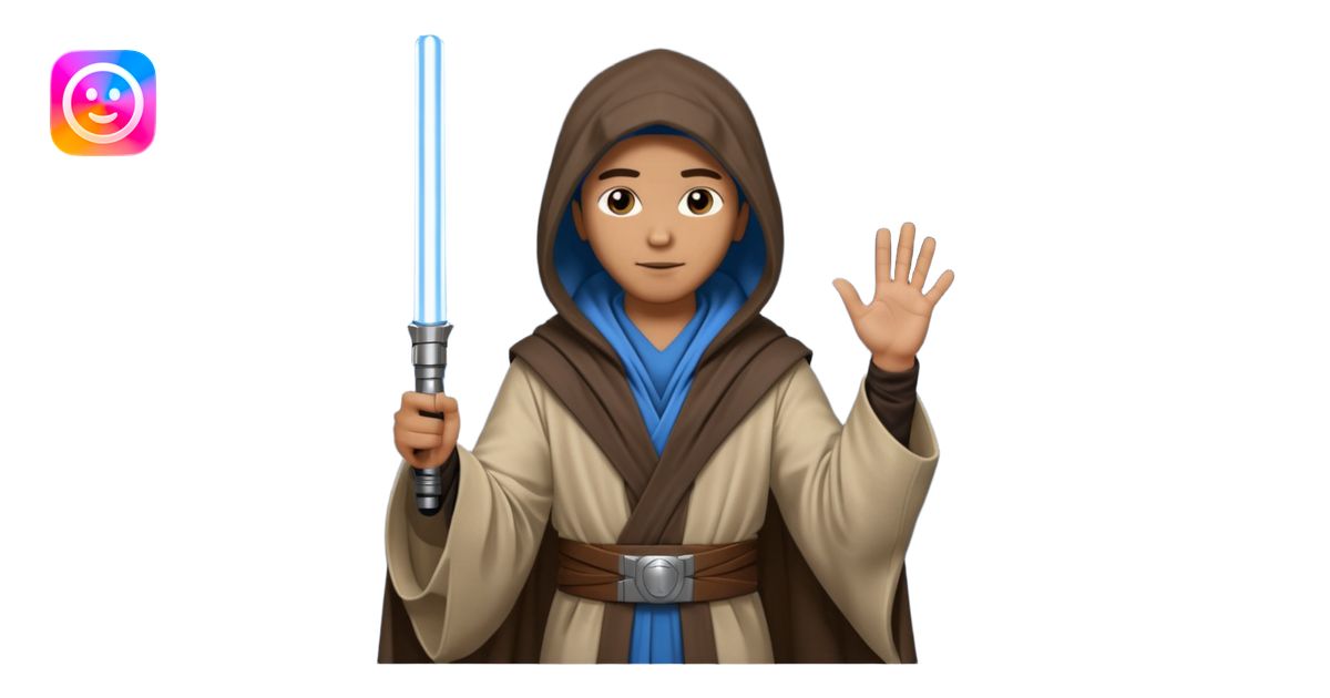 Jedi mind trick where a jedi is waving his hand hooded holding a ...