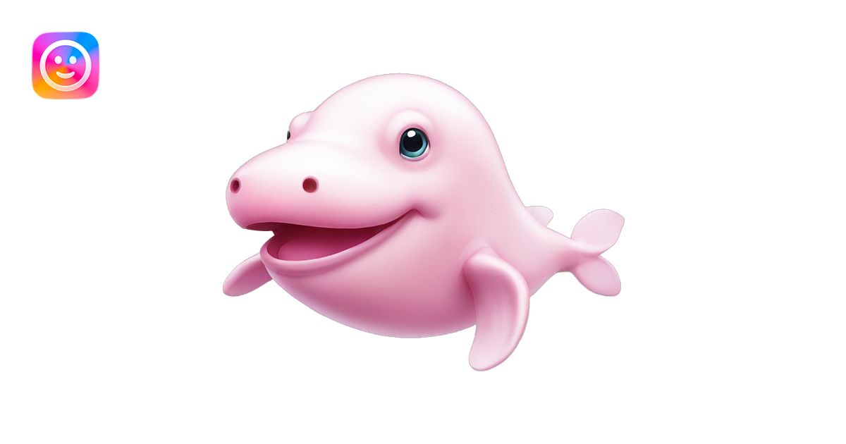 Pink beluga whale with the face of a frog emoji | AI Emoji Generator