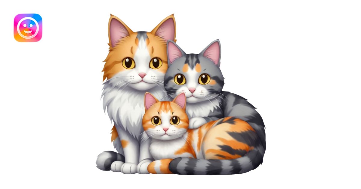 big grey and white cat cuddling a colourful light patched calico ...