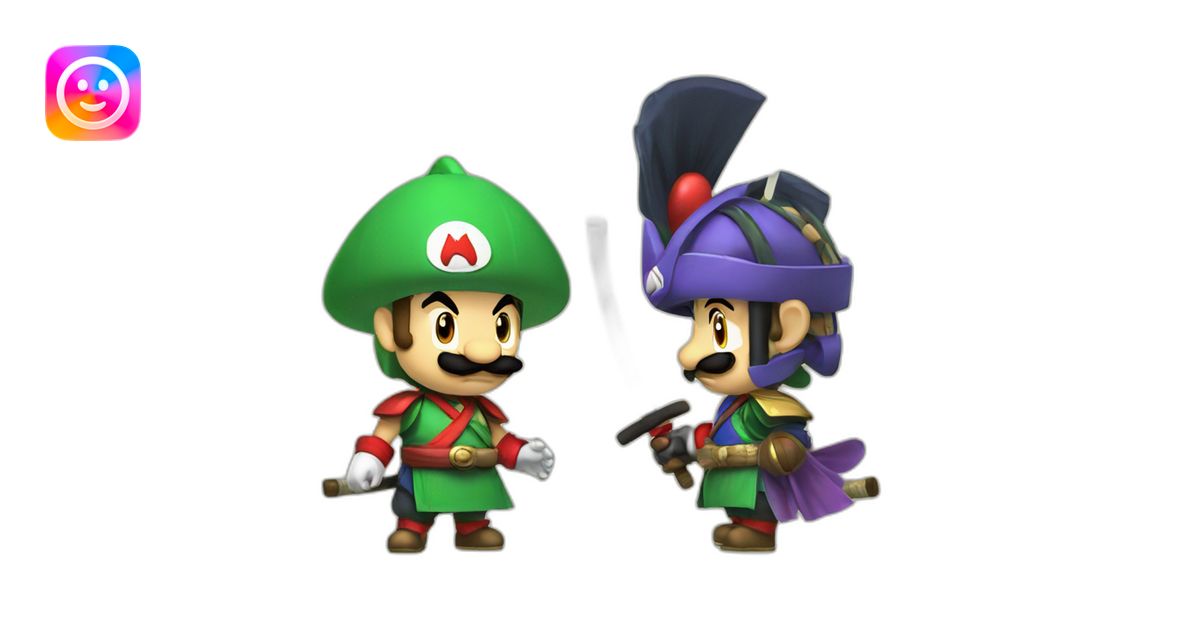 Mario and Luigi in samurai outfit emoji | AI Emoji Generator