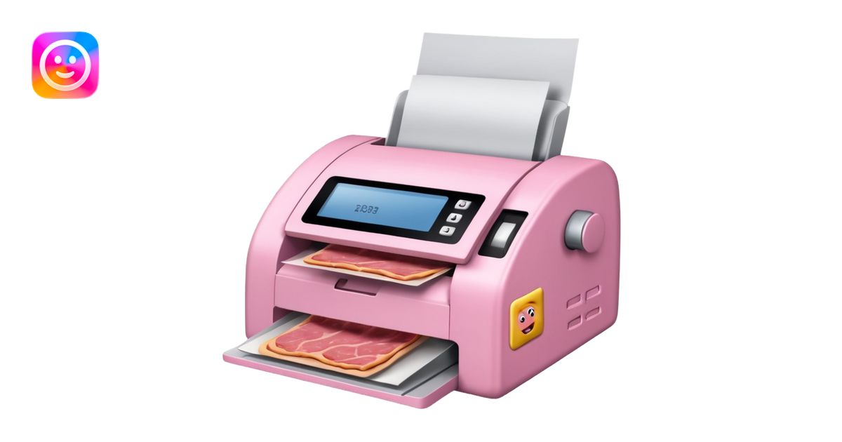 fax machine made of spam meat emoji | AI Emoji Generator