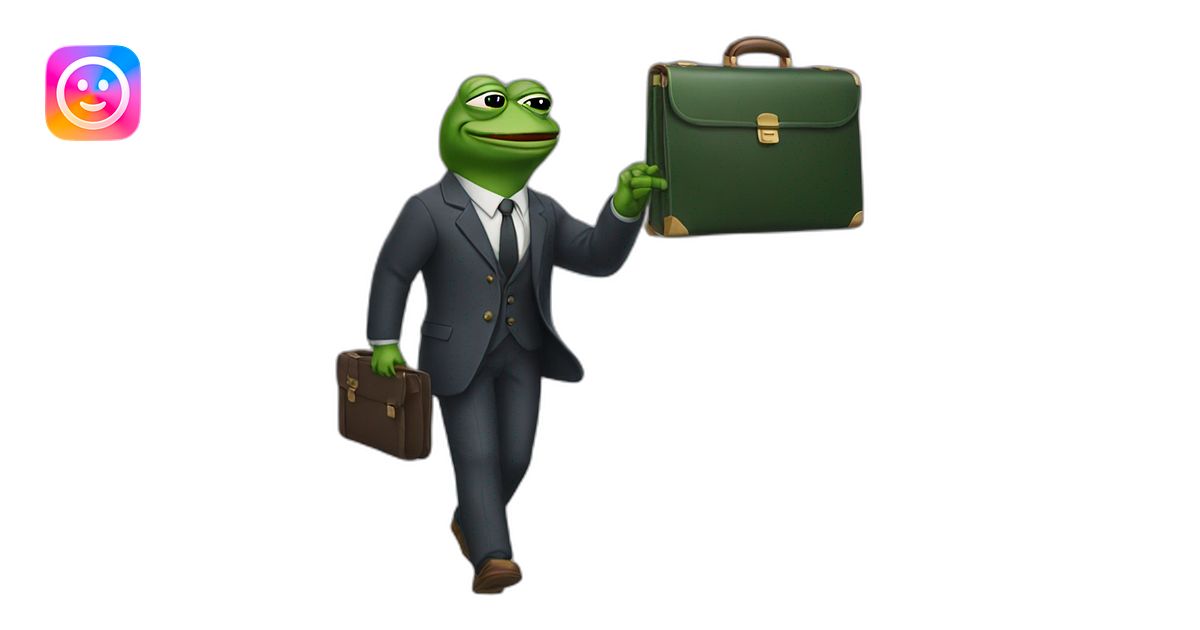 pepe the frog holding a briefcase emoji | AI Emoji Generator
