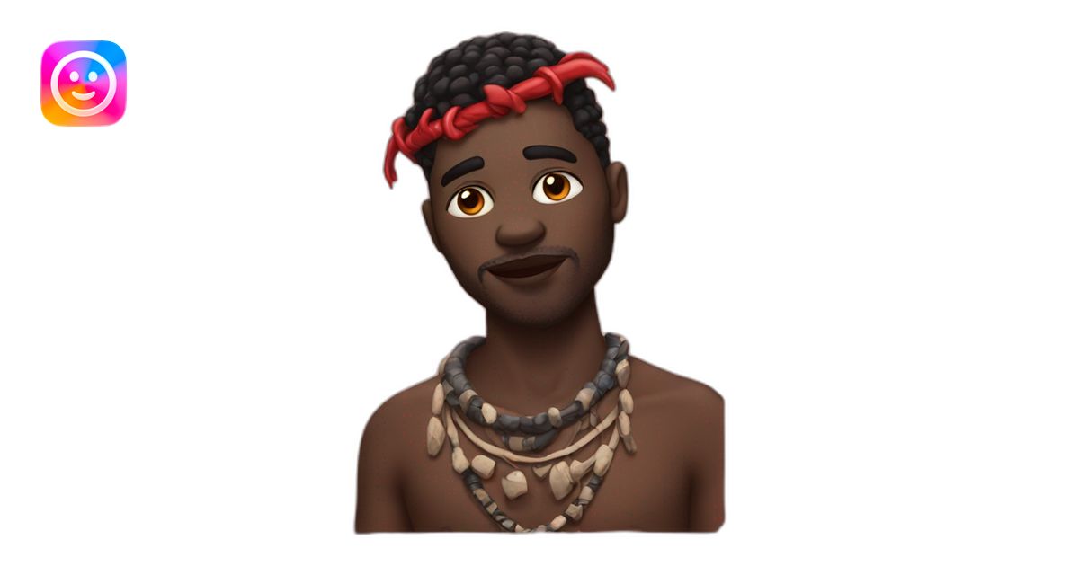 black man from tribe with bone on his head and big red lips emoji | AI ...