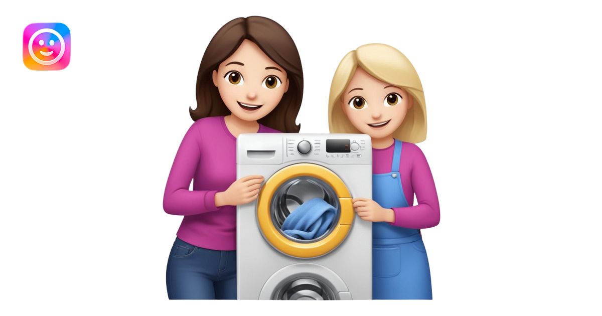 Mother and daughter opening a washing machine door emoji | AI Emoji ...
