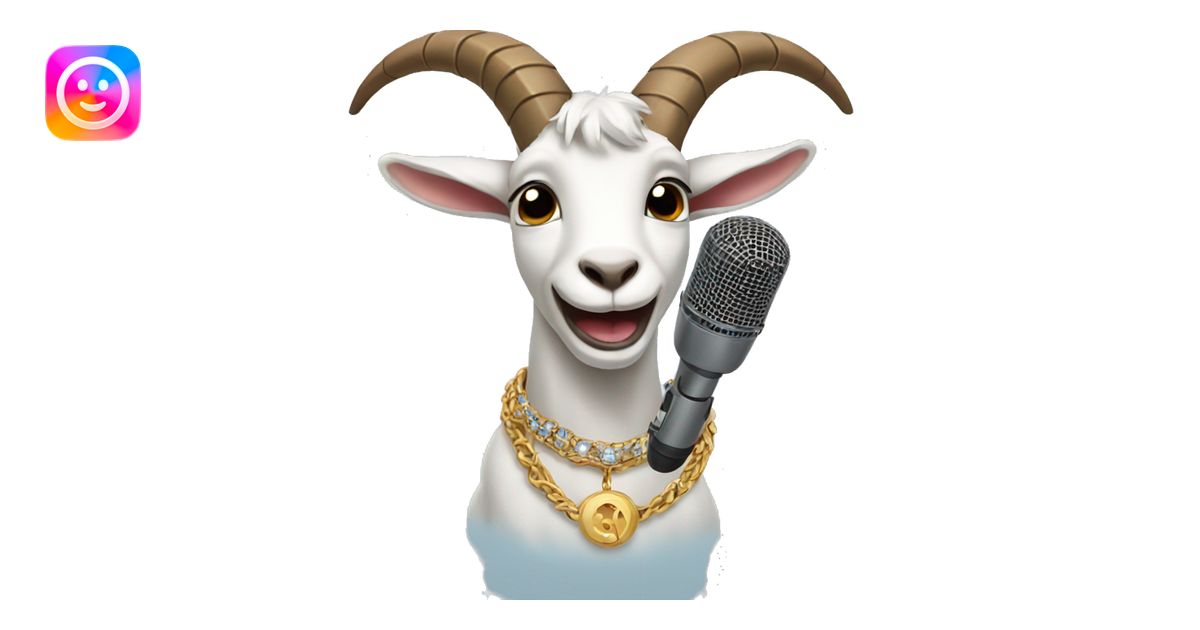 goat with a necklace singing with a microphone emoji | AI Emoji Generator