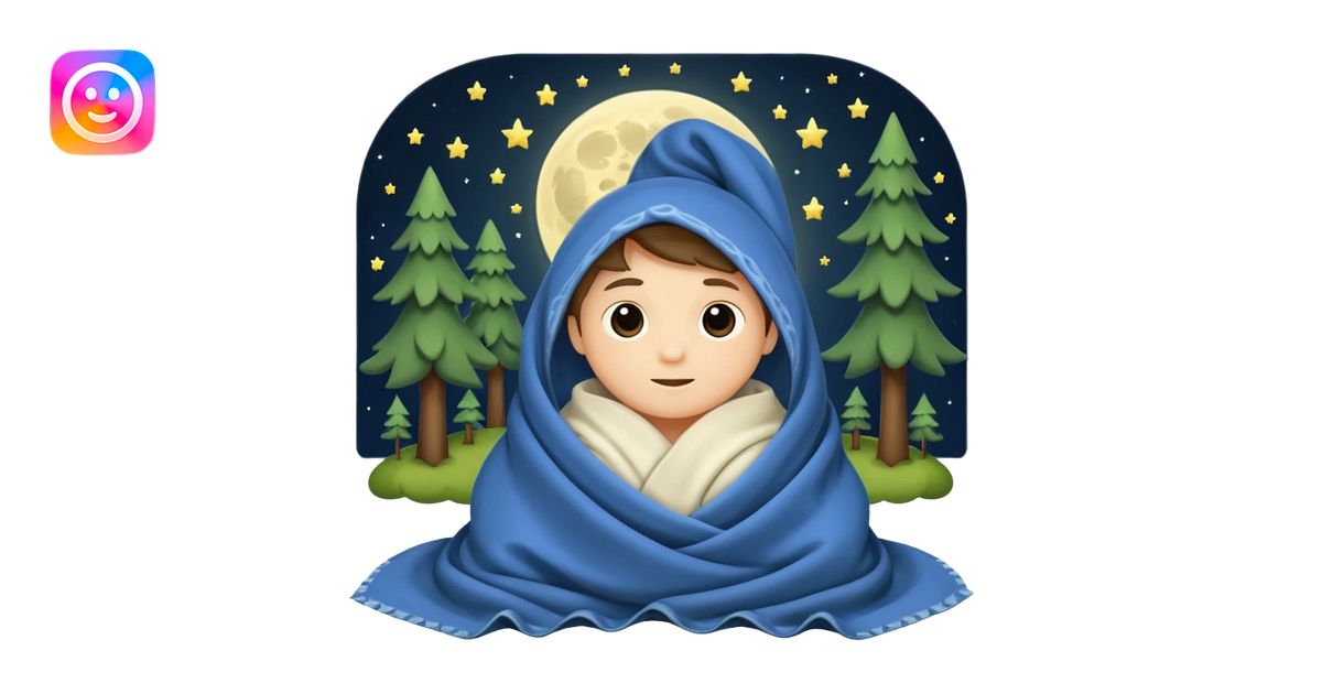 moon tucked into blanket by tiny forest alchemist emoji | AI Emoji ...