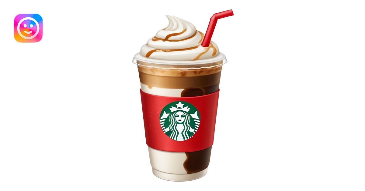 Starbucks iced espresso with milk and the cup has red ribbons printed ...