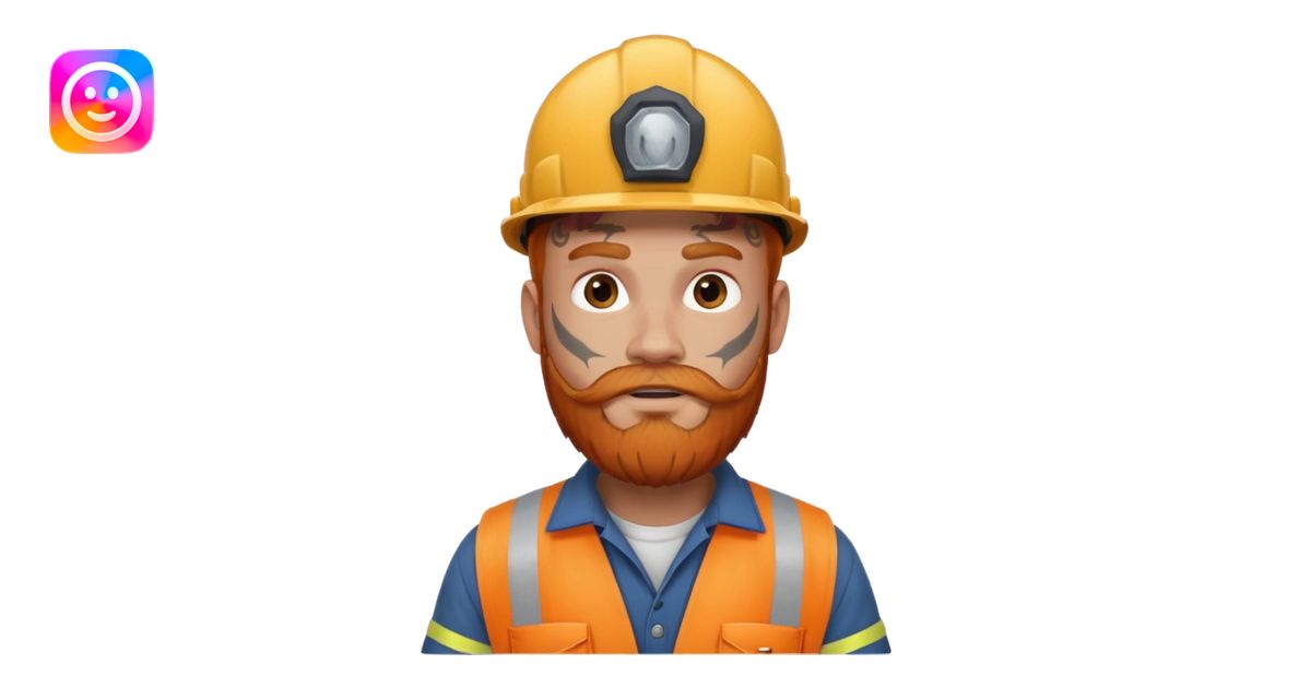 construction worker with beard, ginger haired and heavy face tattoos ...