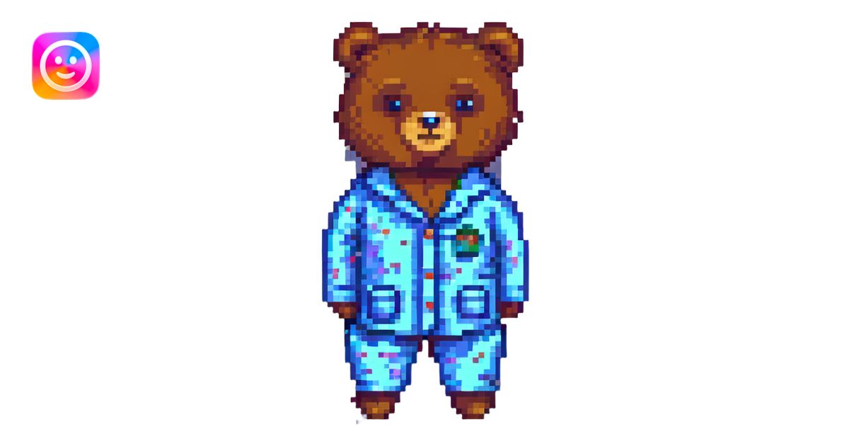bear in pajamas pixel art illustration | AI Emoji Generator